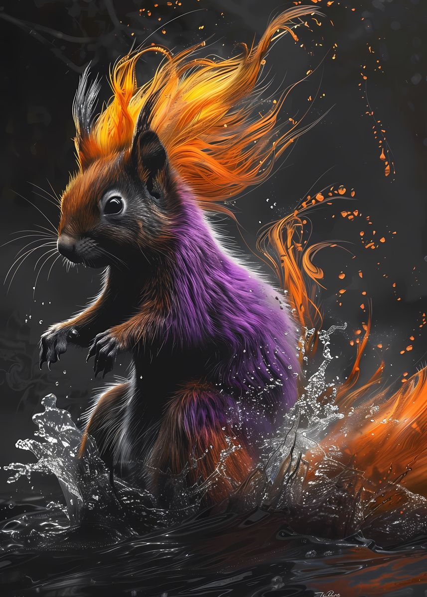 'Cute Fancy Purple Squirrel' Poster, picture, metal print, paint by ...