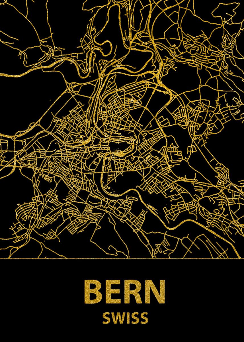 'Bern Maps' Poster, picture, metal print, paint by Ammar Zain | Displate