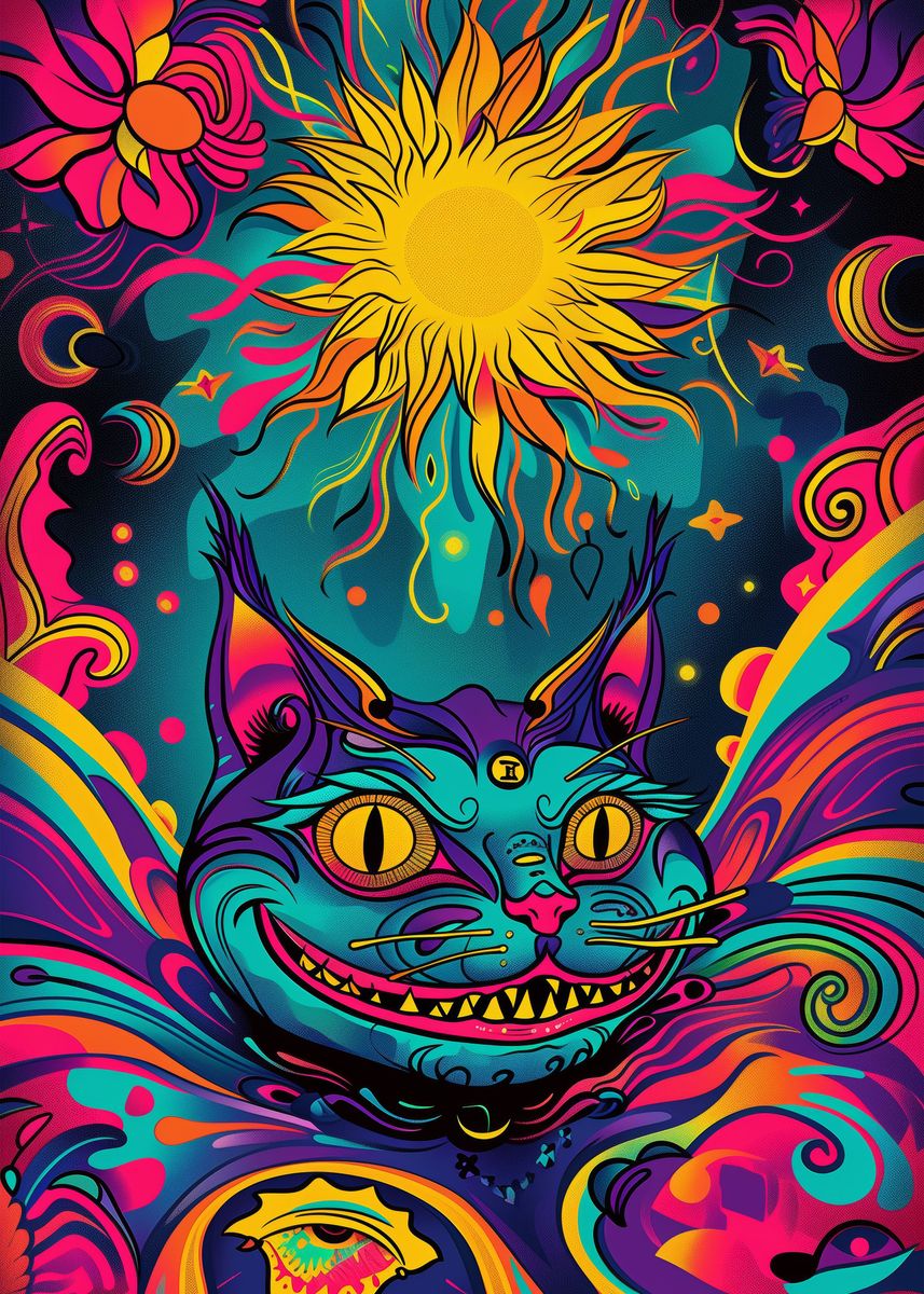 'Trippy Cheshire Cat' Poster, picture, metal print, paint by Vizio ...