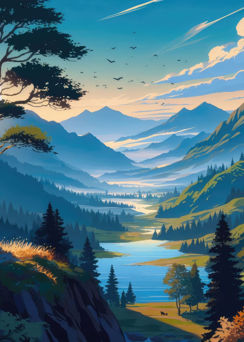 'Landscape V42' Poster, picture, metal print, paint by Art Fundamentals ...