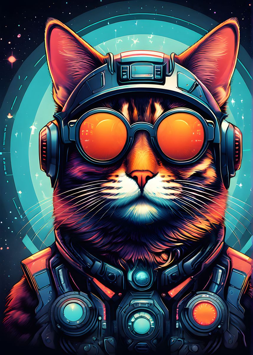 'AstroKitty' Poster, picture, metal print, paint by insideFairy | Displate