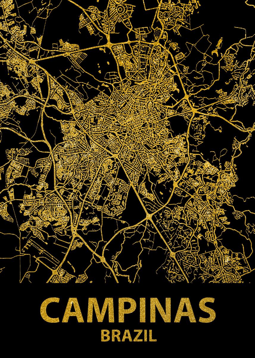'Campinas Map' Poster, picture, metal print, paint by Ammar Zain | Displate