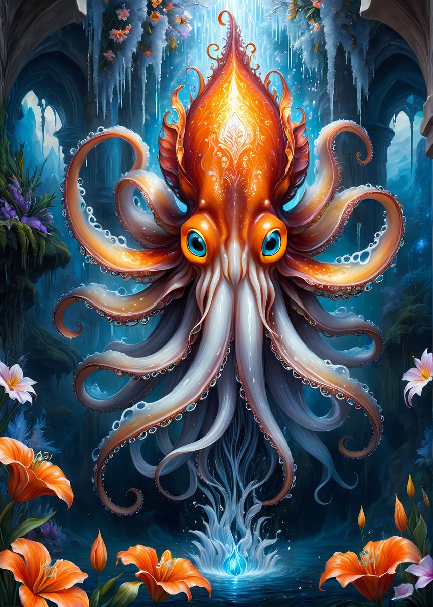 'Mythical Octopus' Poster, picture, metal print, paint by Poster ...