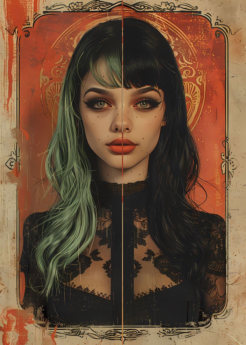 'Vintage Young Goth Girl' Poster, picture, metal print, paint by ...