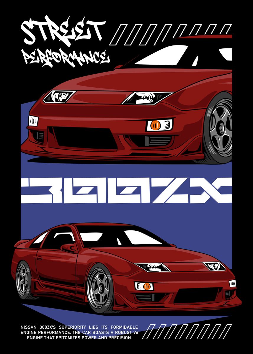 'Retro Fairlady 300ZX Car' Poster, picture, metal print, paint by ...