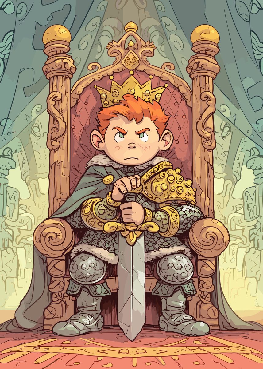 'Cartoon King Boy' Poster, picture, metal print, paint by SuperNova ...