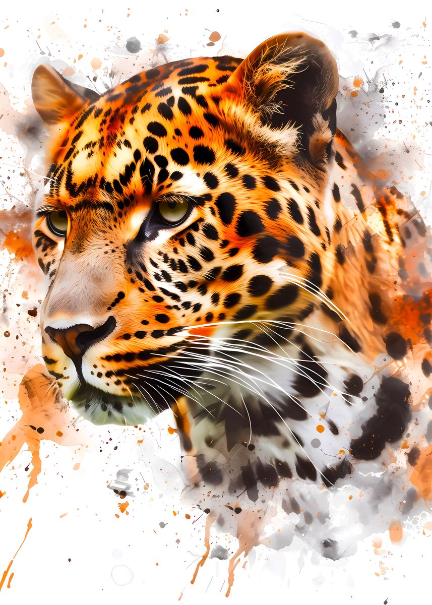 'Leopard Watercolor' Poster, picture, metal print, paint by Hexor ...