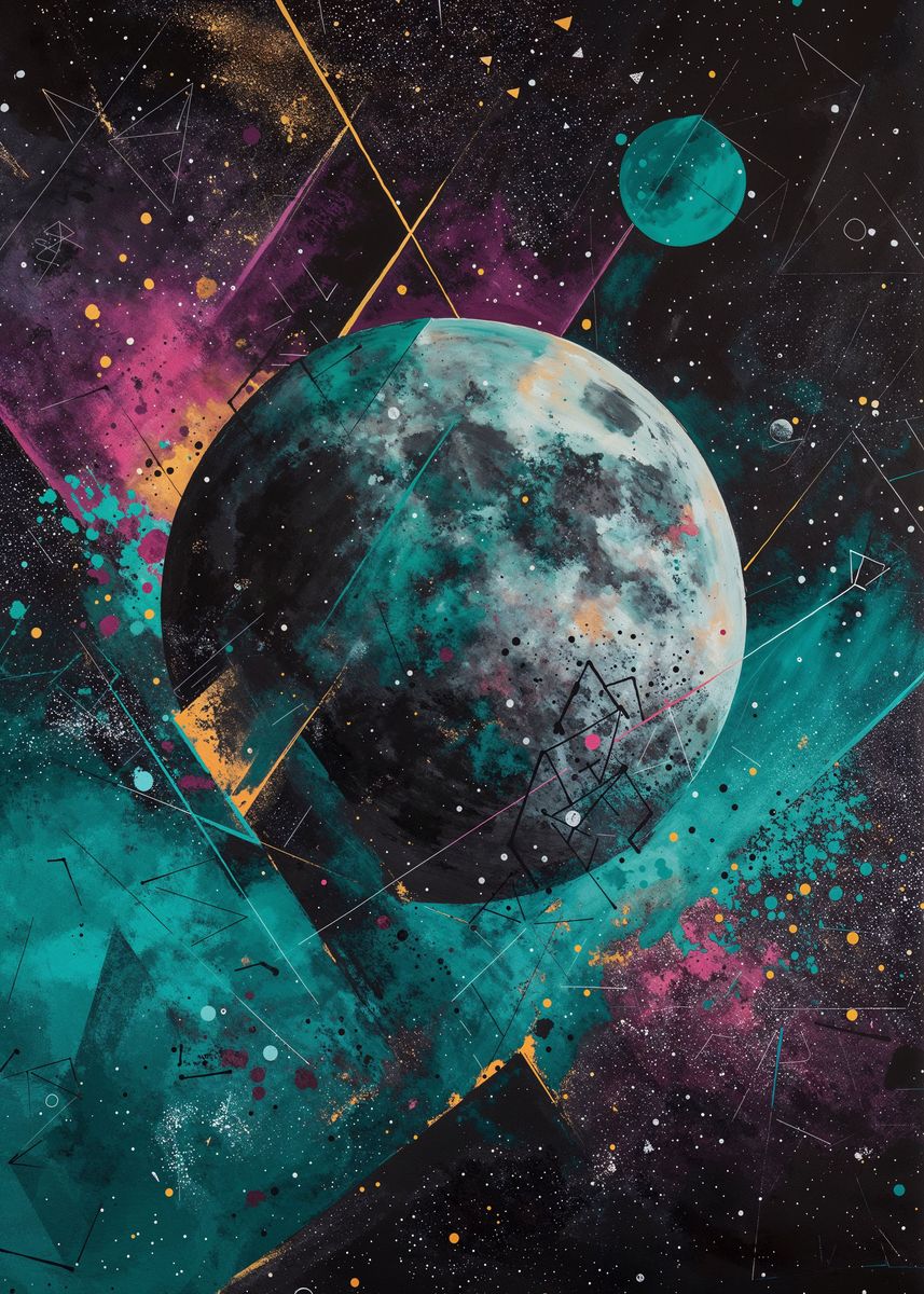 'Neon Mountain' Poster, picture, metal print, paint by Katsu | Displate