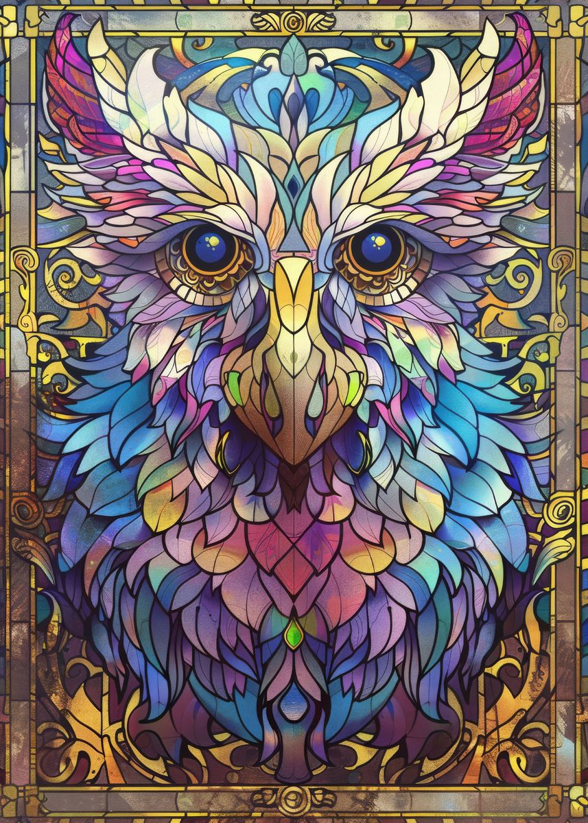 'Owl Legendary Glass' Poster, picture, metal print, paint by Morgan Yon ...
