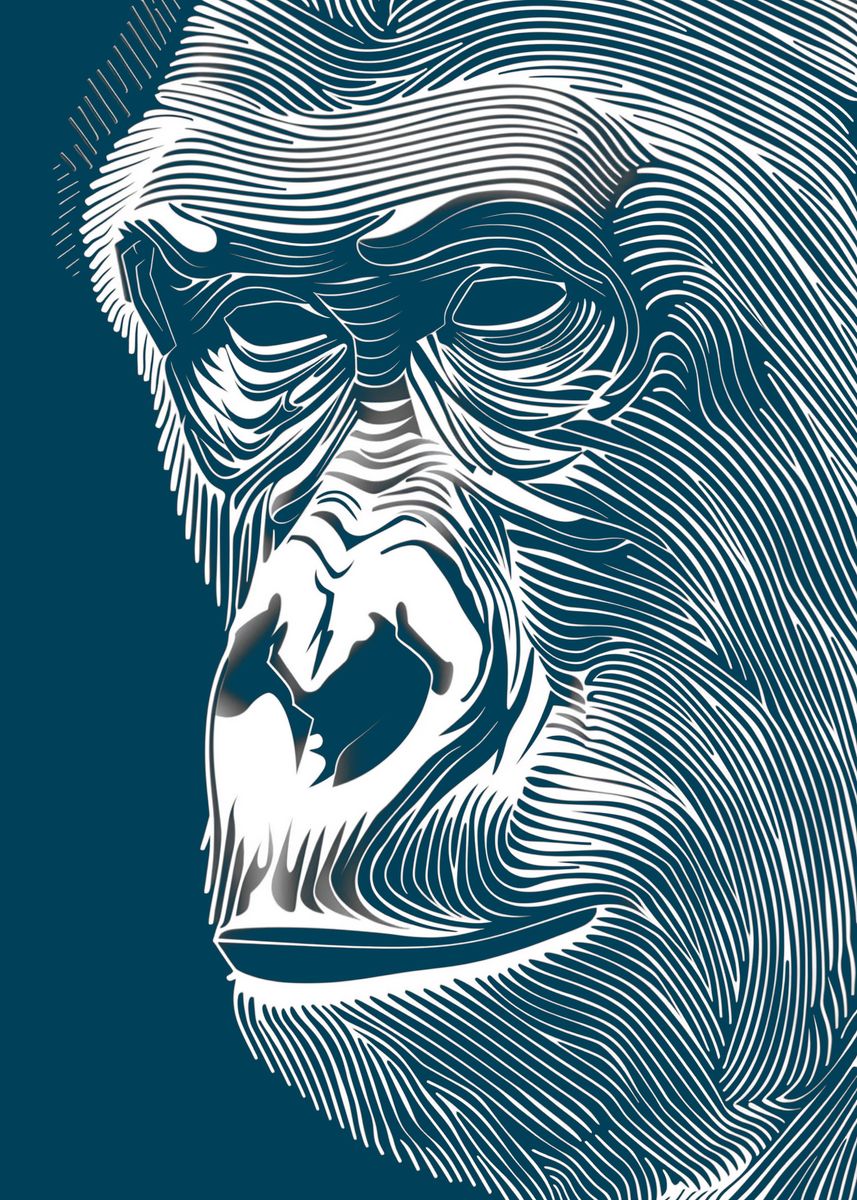 'gorilla' Poster, picture, metal print, paint by PictureArtFantasy ...