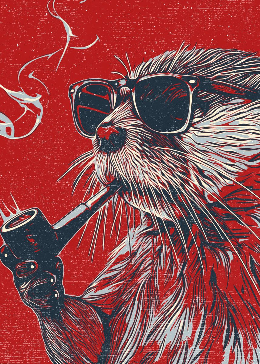 'Beaver Pop Art Smoking' Poster, picture, metal print, paint by Coffee ...