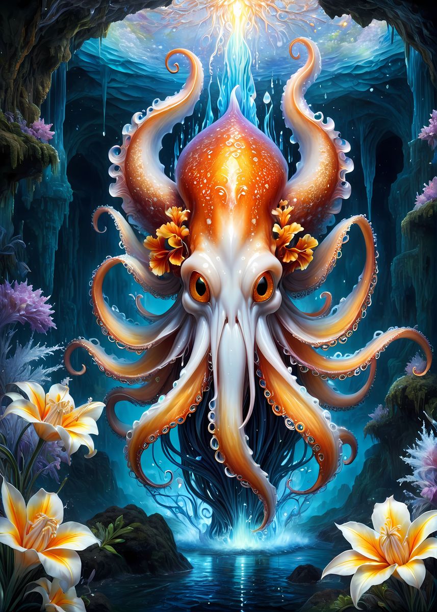 'Mythical Octopus' Poster, picture, metal print, paint by Poster ...