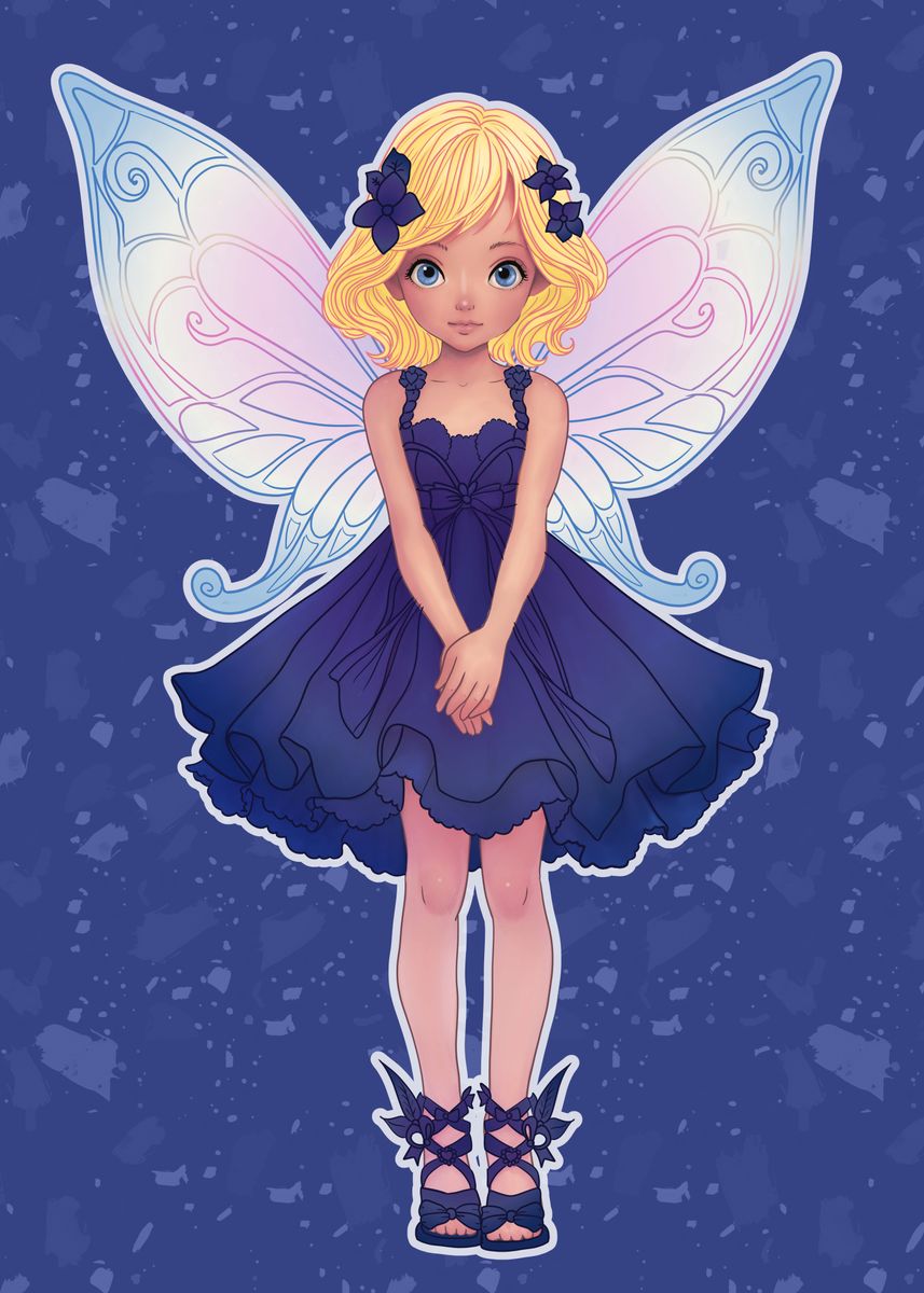 'Fairy Doll 02 Navy' Poster, picture, metal print, paint by Misty Allen ...