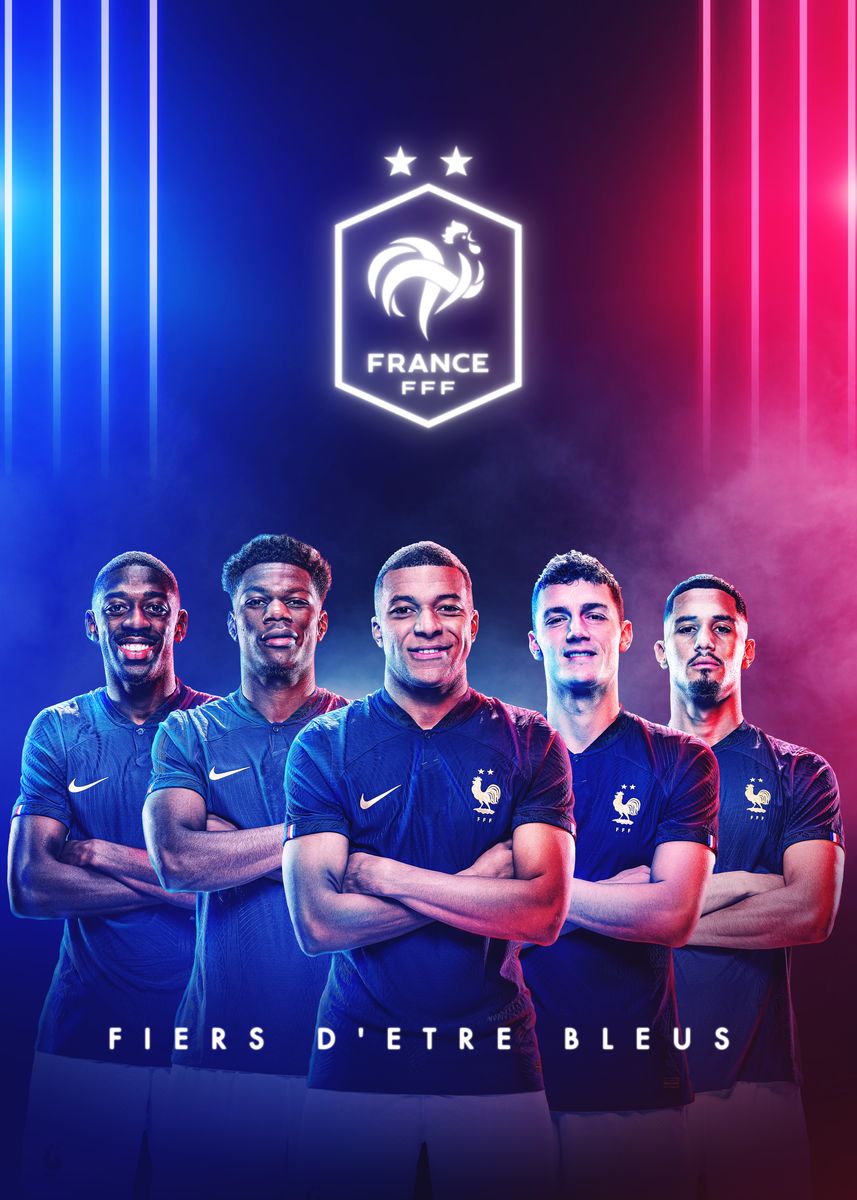 'Mbappe squad neon' Poster, picture, metal print, paint by French ...