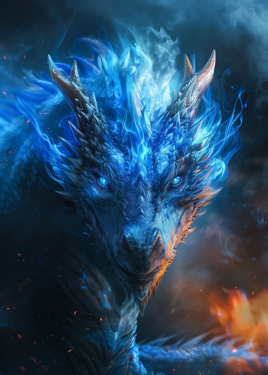 'elder dragon blue eyes' Poster, picture, metal print, paint by Adel S ...