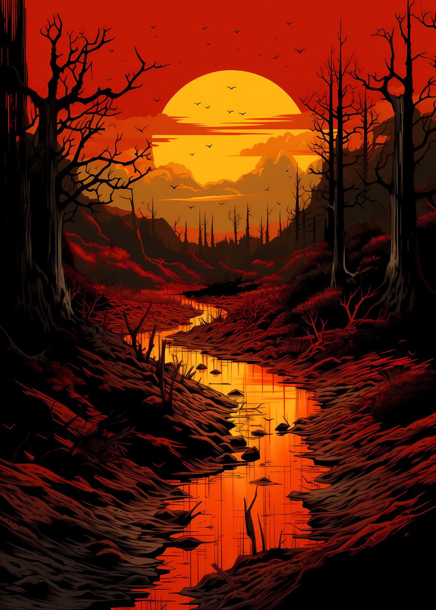 'Crimson River' Poster, picture, metal print, paint by Spooky Blob ...