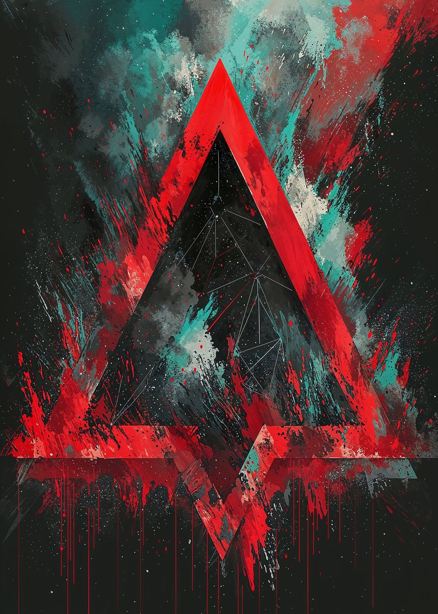 'Splattered Red' Poster, picture, metal print, paint by Katsu | Displate