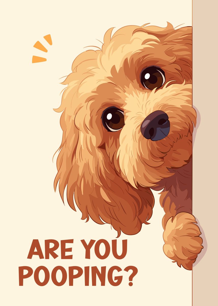 'Cavapoo Are you pooping' Poster, picture, metal print, paint by Masaki ...