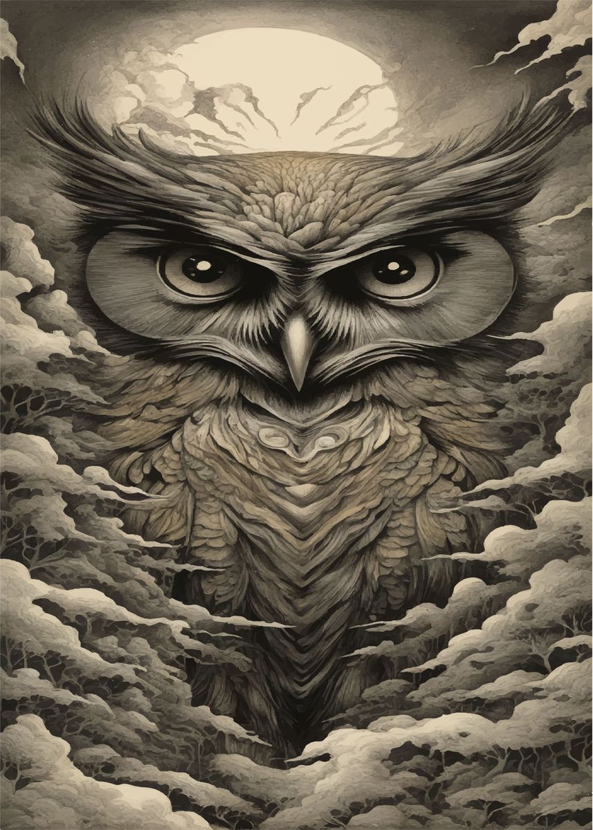 'Bird owl watercolor' Poster, picture, metal print, paint by Grafity ...