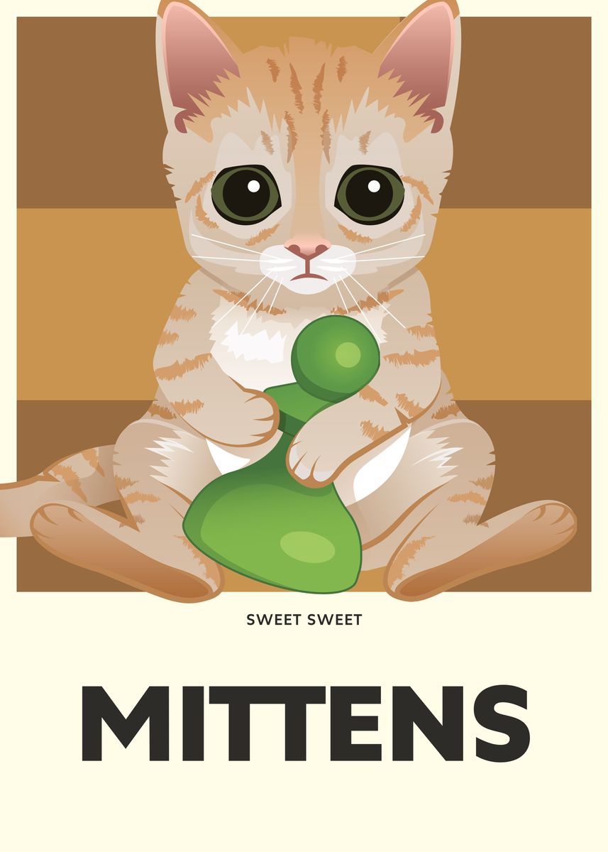 'Mittens Chess' Poster, picture, metal print, paint by Chess | Displate