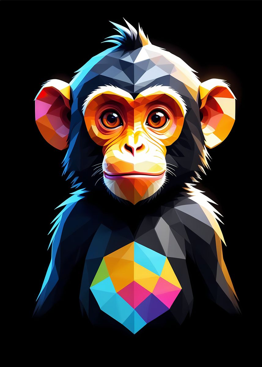 'Isometric Monkey' Poster, picture, metal print, paint by Trending ...