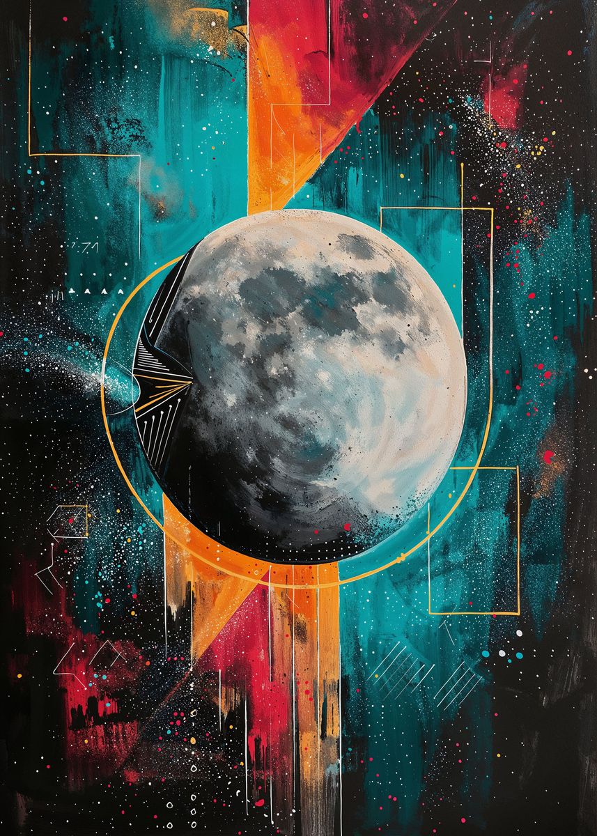 'Moon Embrace' Poster, picture, metal print, paint by Katsu | Displate