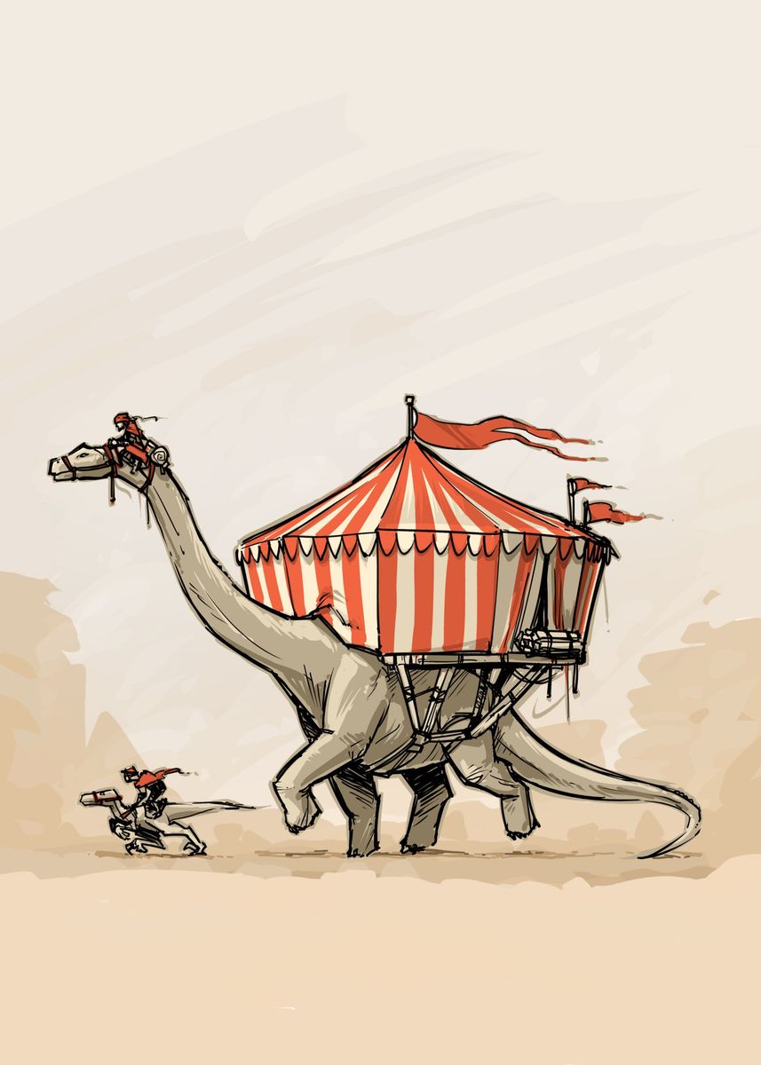 'Dinosaur Circus' Poster, picture, metal print, paint by Sanspants ...