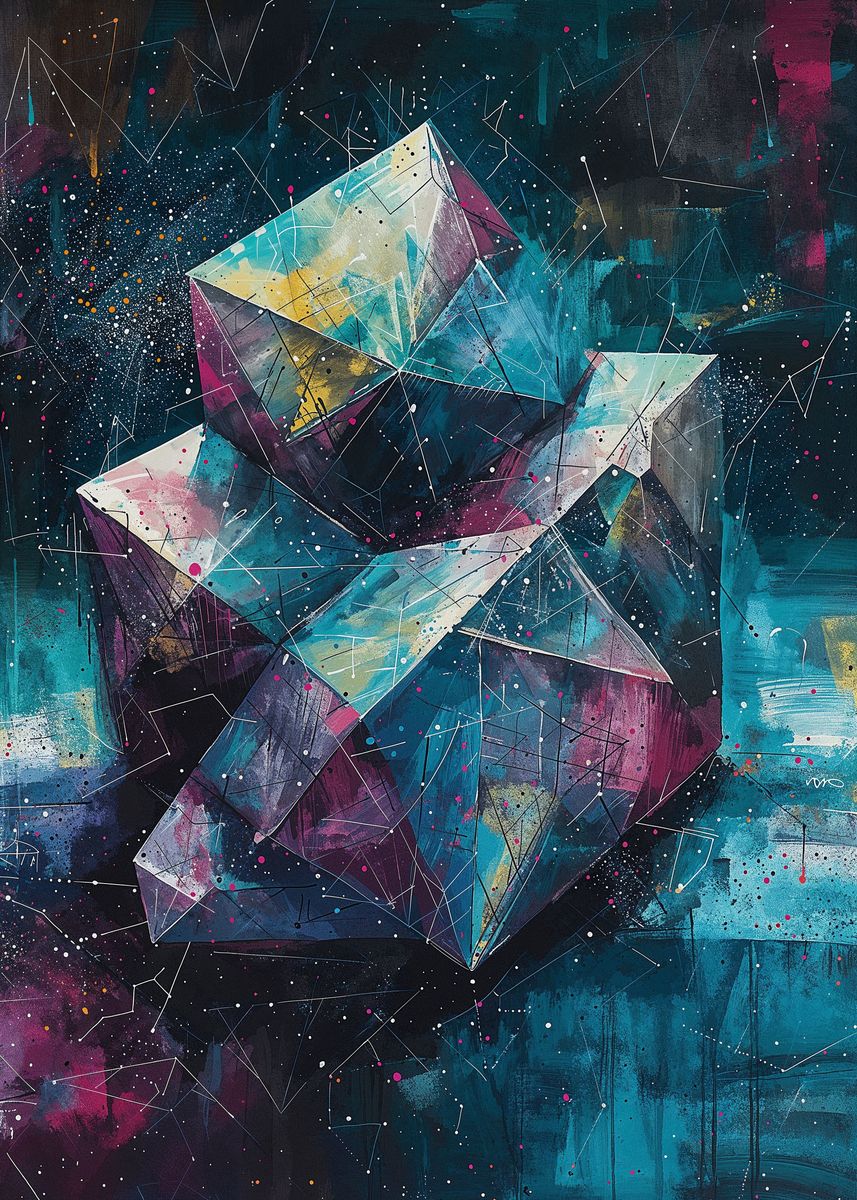 'Crystal Cosmos' Poster, picture, metal print, paint by Katsu | Displate