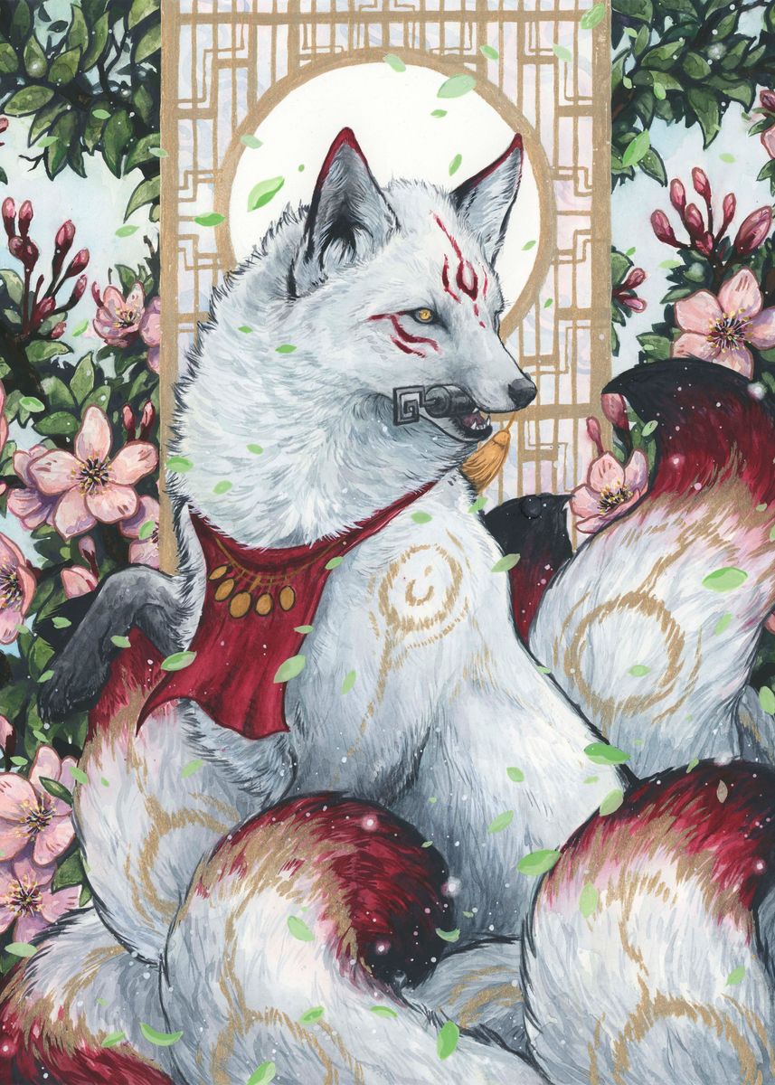 'Inaris Kitsune' Poster, picture, metal print, paint by Jonna Hyttinen ...