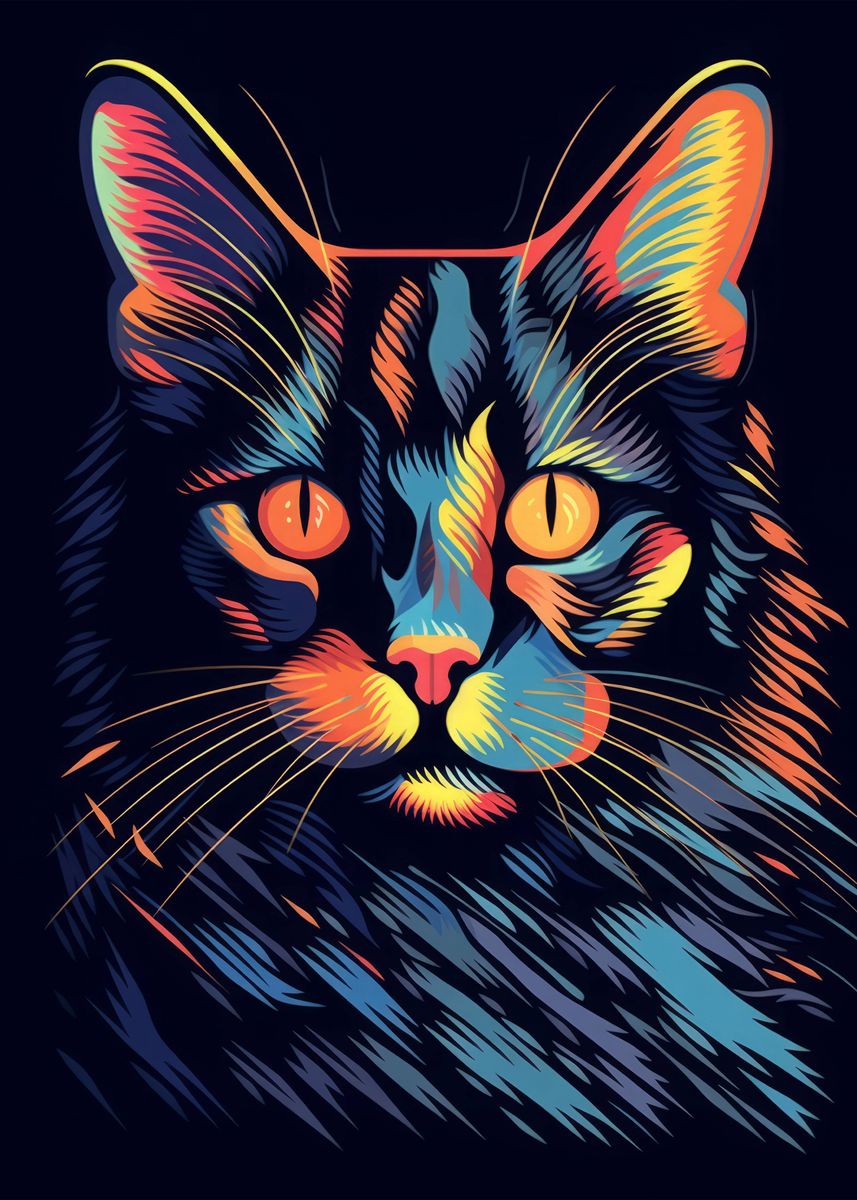 'Cat Popart' Poster, picture, metal print, paint by Ray Faye | Displate