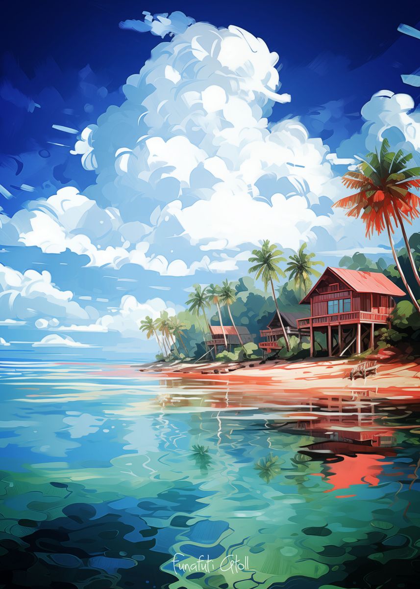 'Funafuti Attol Art' Poster, picture, metal print, paint by Mehdi ...