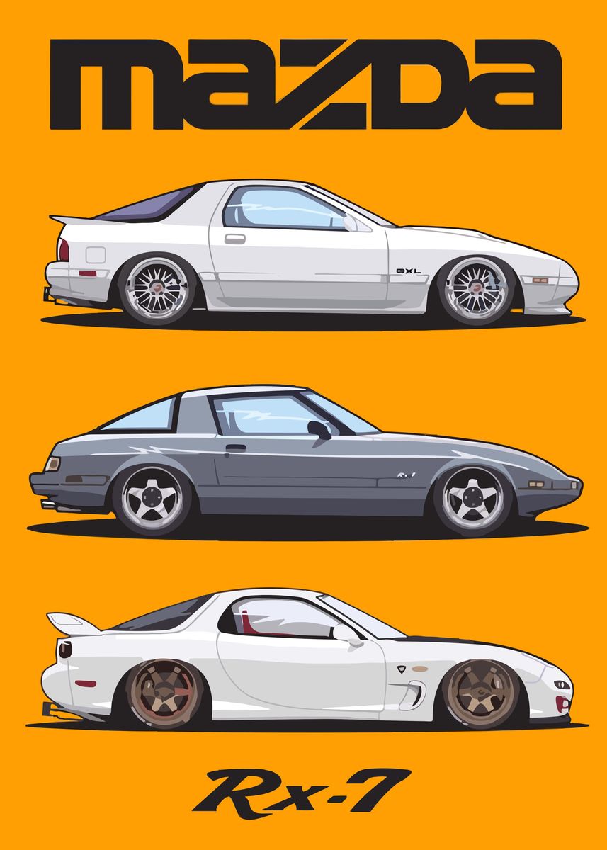 'Rx7 Car' Poster, picture, metal print, paint by Jimmy Dg | Displate