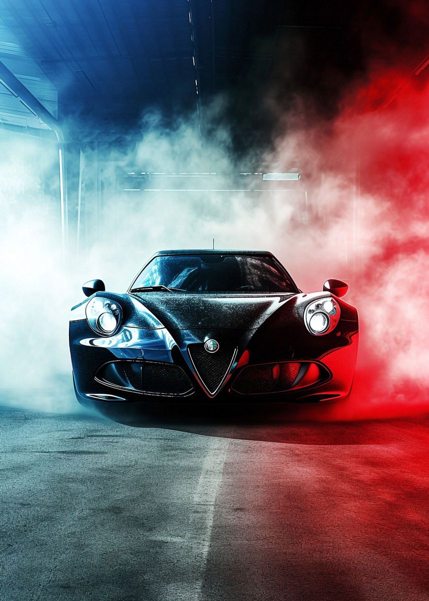 'Black Alfa Romeo 4c' Poster, picture, metal print, paint by Tina ...