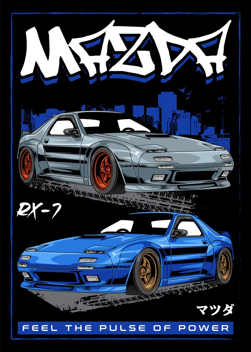 'RX7 Racing JDM Car' Poster, picture, metal print, paint by Adam ...