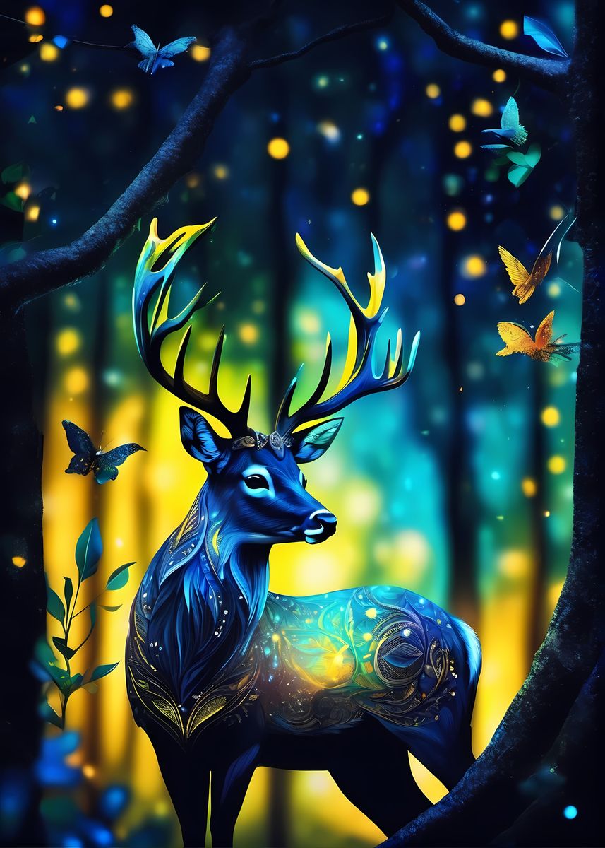 'Magic Realism Deer' Poster, picture, metal print, paint by Trending ...