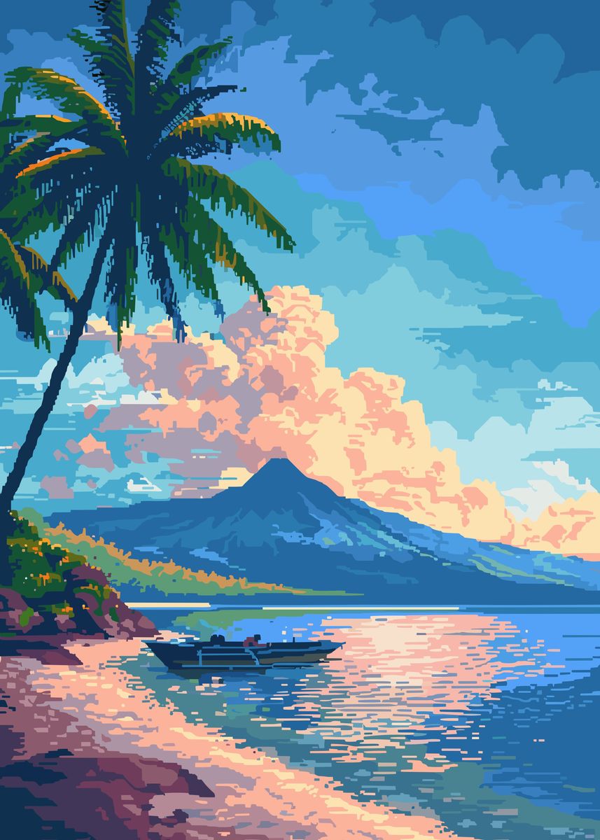 'Bali Pixel Art' Poster, picture, metal print, paint by Mesh | Displate