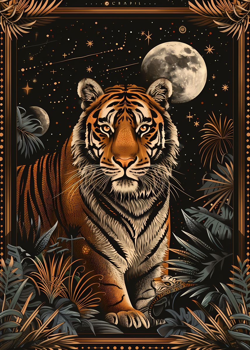 'Tiger Tarot Card' Poster, picture, metal print, paint by Aurora Crafts ...