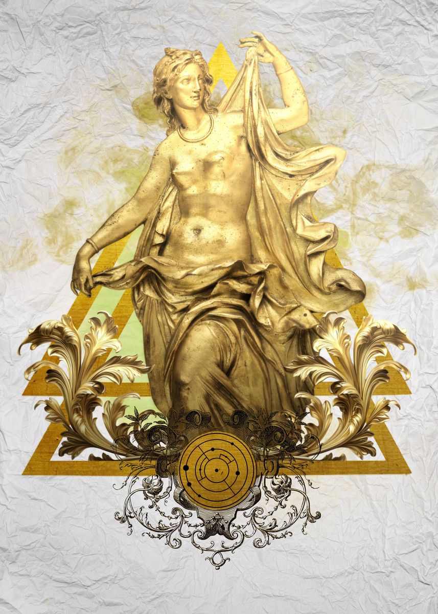 'Golden Sun Statue' Poster, picture, metal print, paint by Geometrical ...