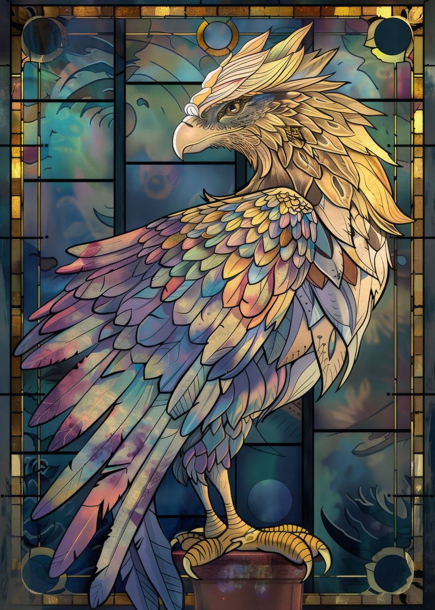 'Griffin Retro Gold Glass' Poster, picture, metal print, paint by ...