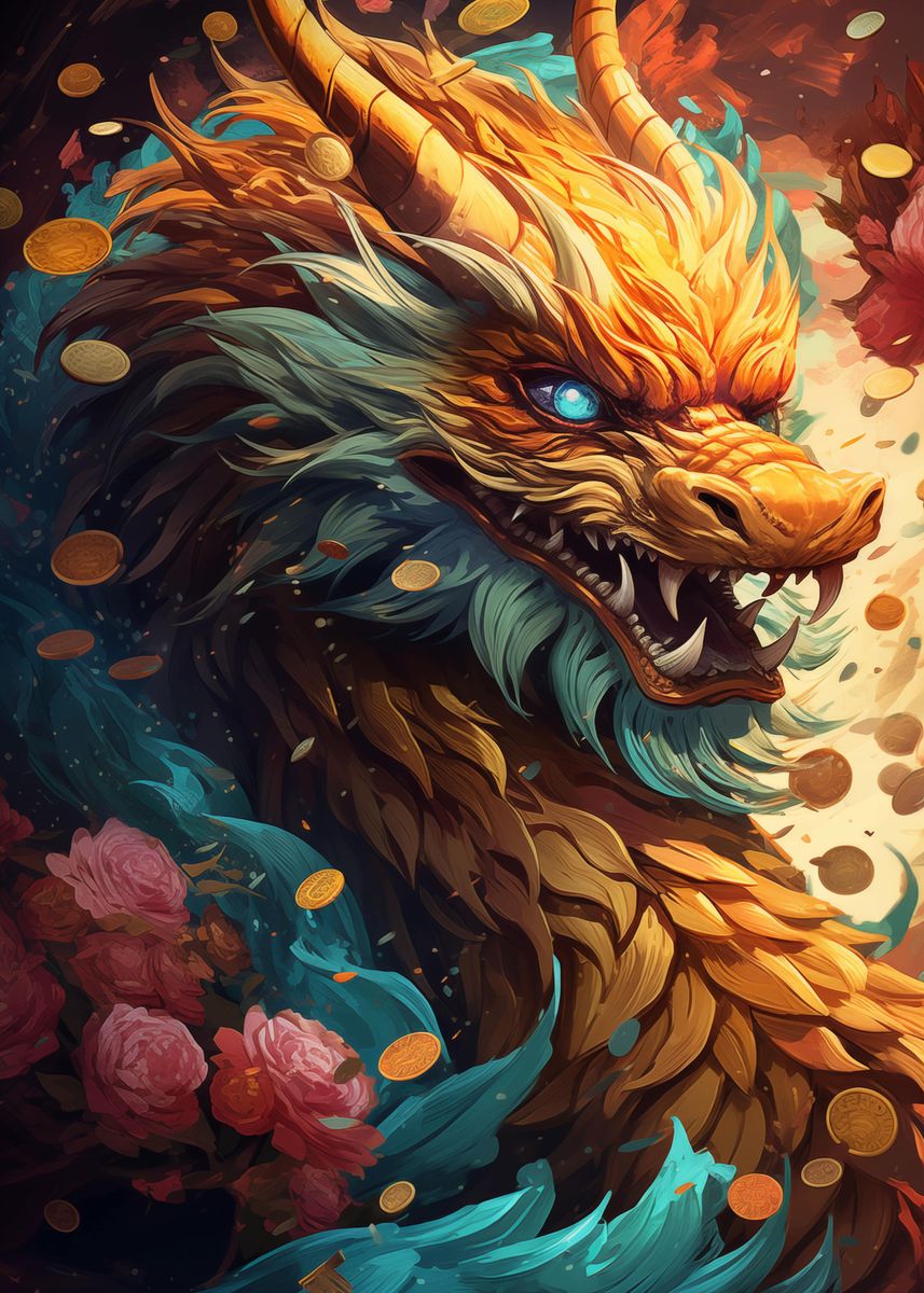 'Chinese Dragon ' Poster, picture, metal print, paint by ELYussArt | Displate