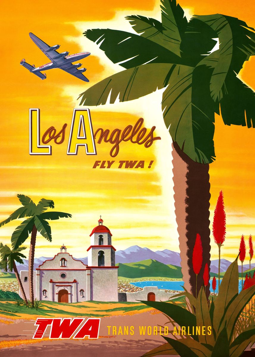 'LA Vintage Flight' Poster, picture, metal print, paint by Steel Canvas ...
