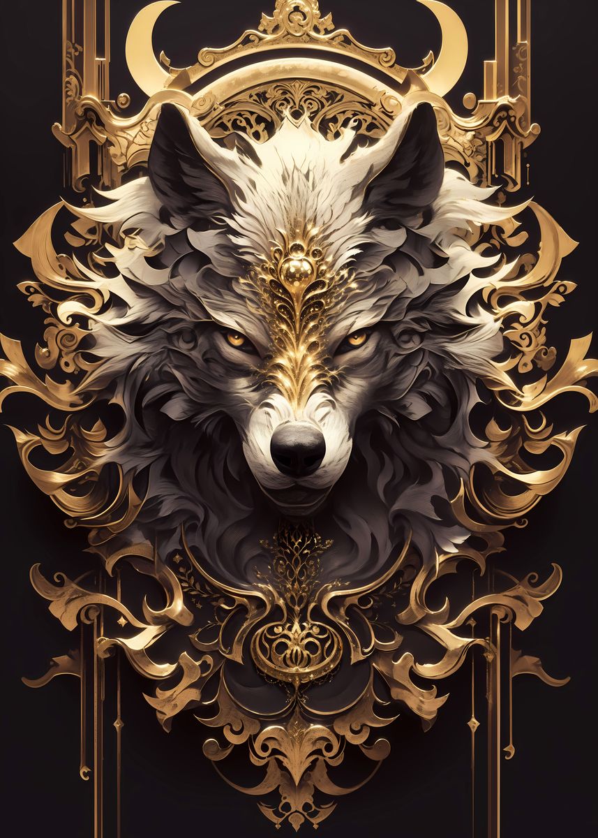 'Golden White King Wolf' Poster, picture, metal print, paint by Luong ...