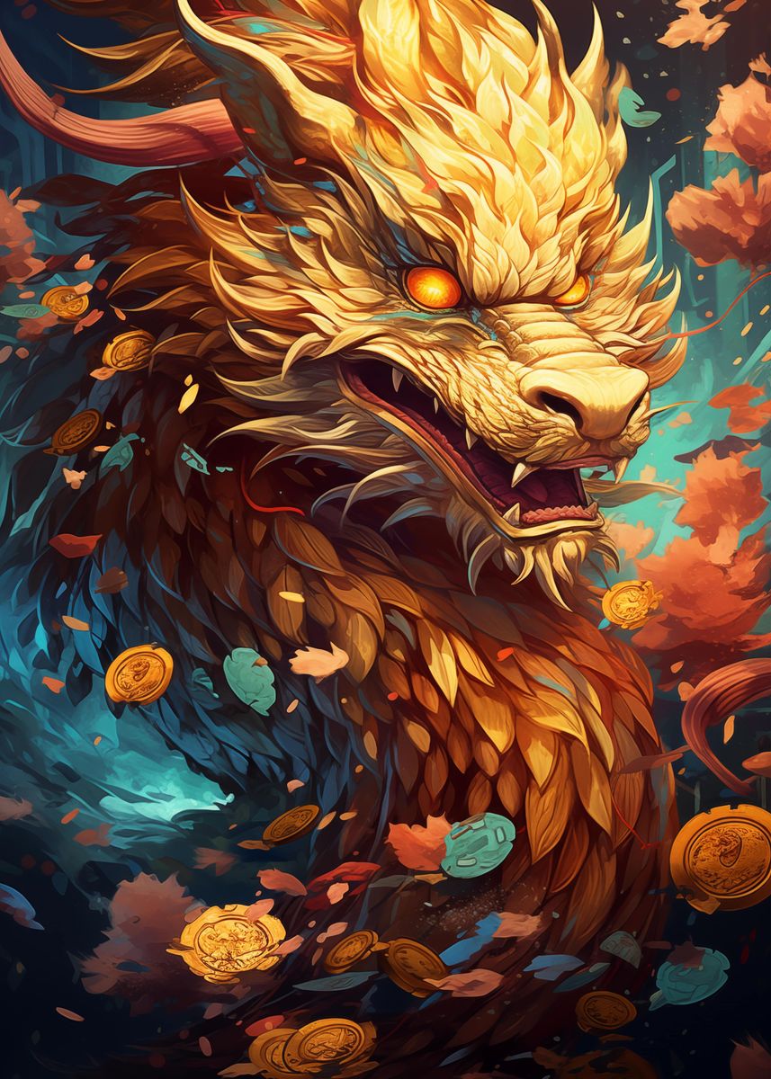 'Chinese Dragon ' Poster, picture, metal print, paint by ELYussArt | Displate