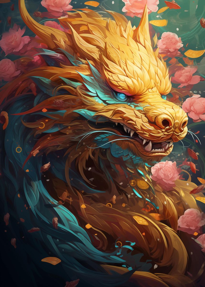 'Chinese Dragon ' Poster, picture, metal print, paint by ELYussArt | Displate