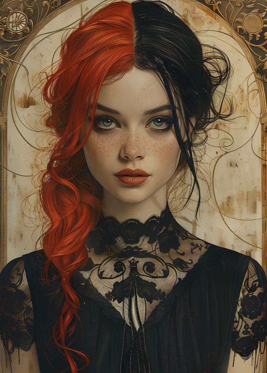 'Red Haired Goth Girl' Poster, picture, metal print, paint by Wildlife ...