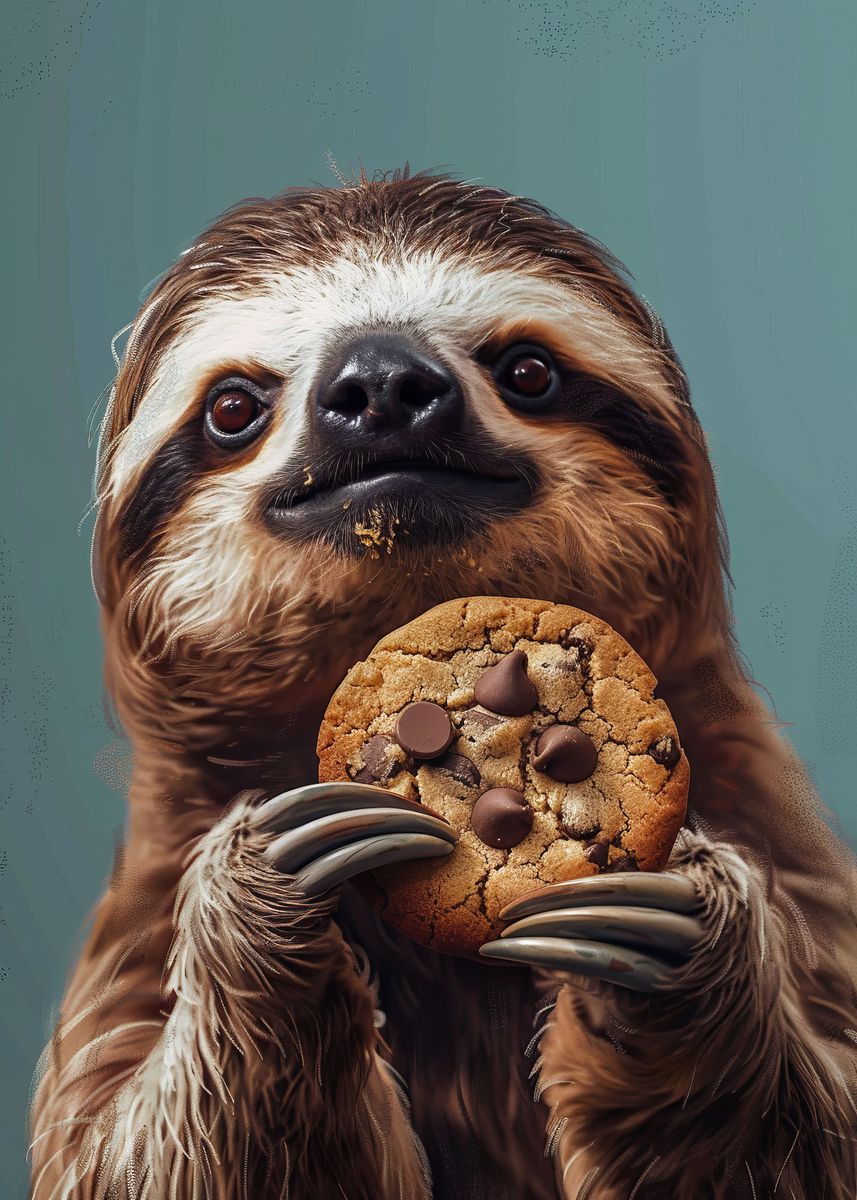 'Sloth Eating Cookie' Poster, picture, metal print, paint by Alisson ...