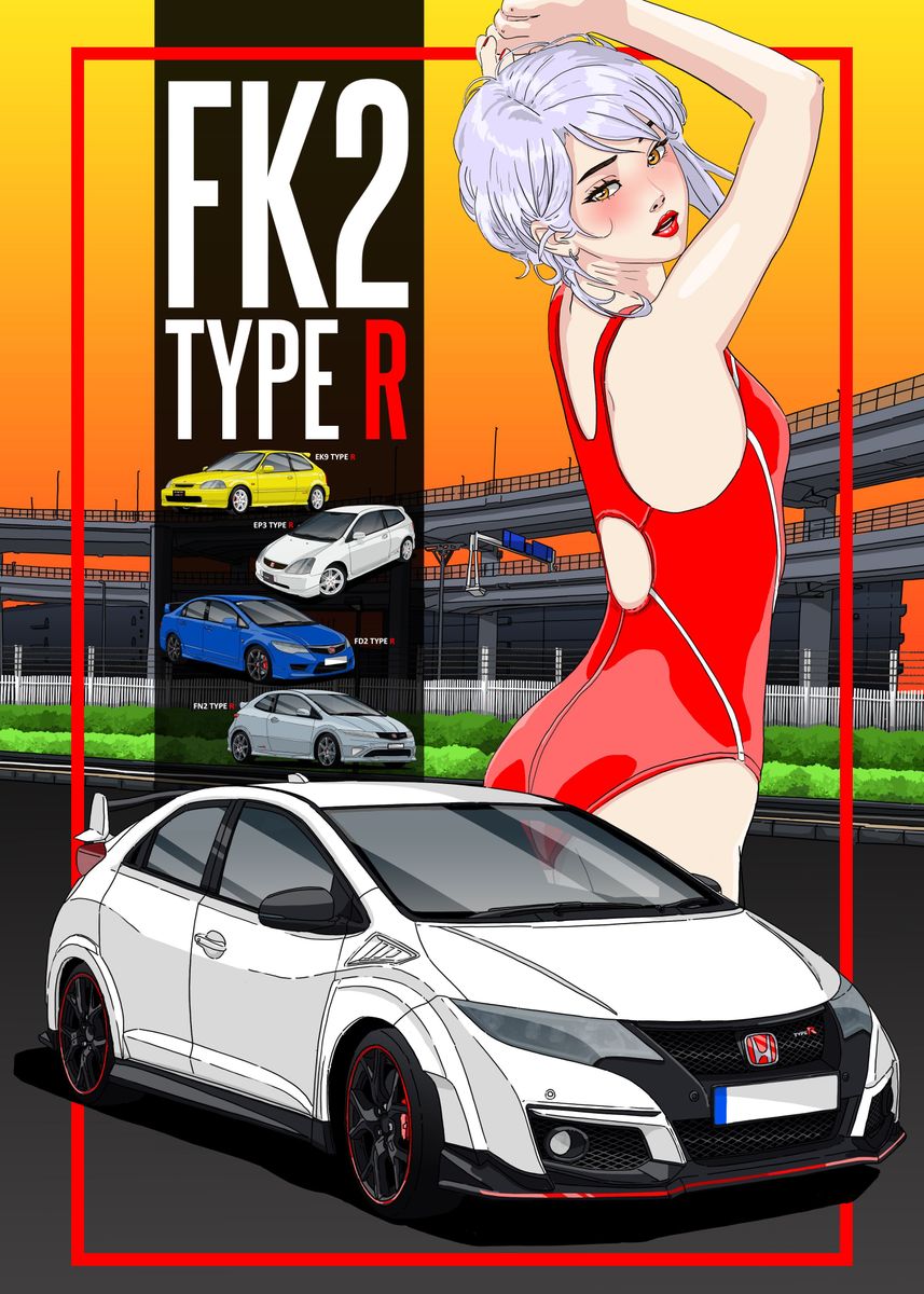 'Honda Civic Type R FK2' Poster, picture, metal print, paint by ND Fat | Displate