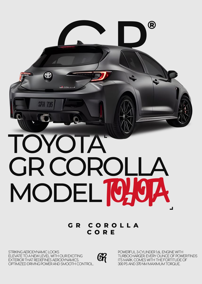 'Toyota GR Corolla' Poster, picture, metal print, paint by Aliigal ...