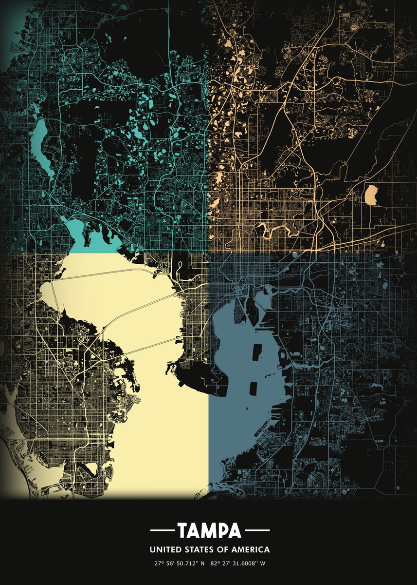 'Tampa Florida United Sta' Poster, picture, metal print, paint by Jones ...