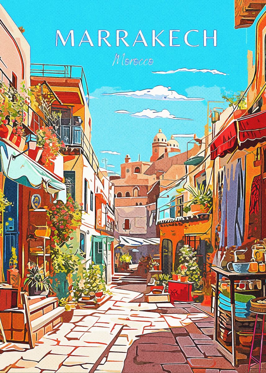 'Marrakech Travel' Poster, picture, metal print, paint by Le Thi Thu ...